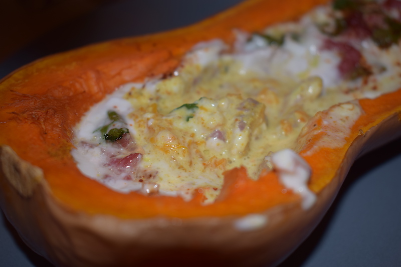 Butternut rôti aux crevettes et à la crème de coco – Mangakel